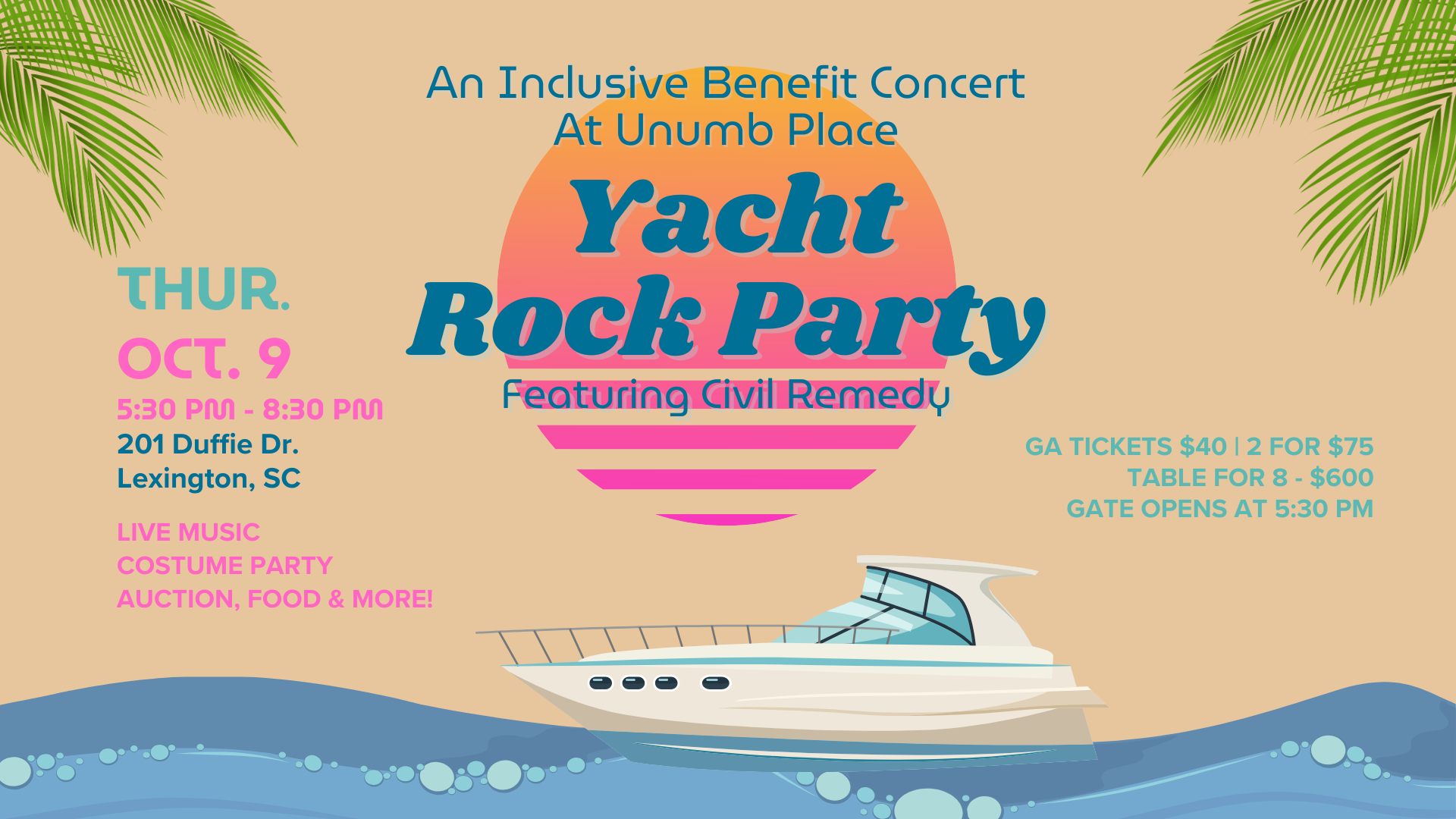 Unumb Yacht Rock Party - An Inclusive Benefit Concert - Columbia ...